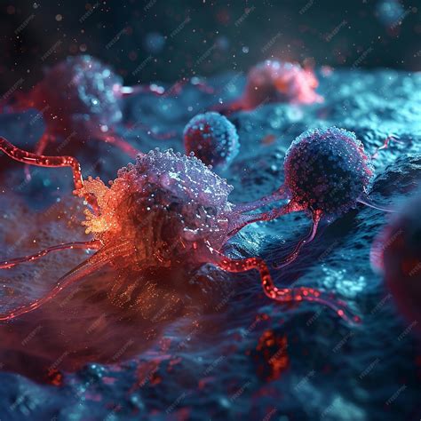 Molecular Structure Of Cancer Cells Under Microscope Premium Ai
