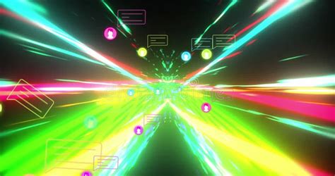 Animation Of Social Media Icons On Multi Coloured Background Stock Footage Video Of