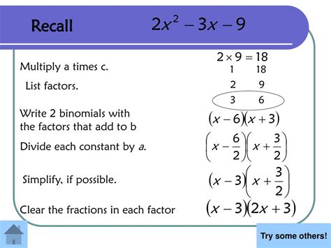 PPT Factoring Quadratic Trinomials PowerPoint Presentation Free Download ID