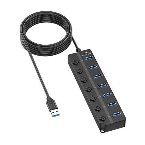 Jnaneei Expandable Usb Hub Data Hub With 7 4port Individual Power Controls For Computers