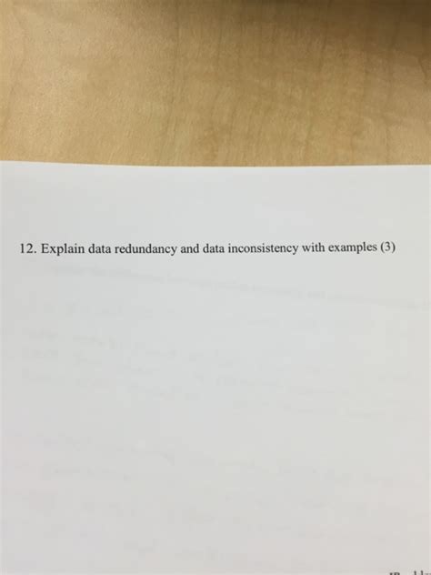 Solved Explain Data Redundancy And Data Inconsistency With
