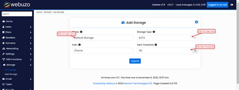 Add Edit Storage Webuzo
