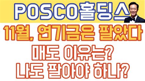 포스코홀딩스 Posco홀딩스 주가 전망 11월 연기금은 팔았다 매도 이유는 나도 팔아야 하나 Youtube
