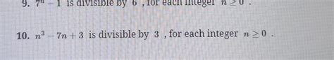 Solved N3 7n3 ﻿is Divisible By 3 ﻿for Each Integer N≥0