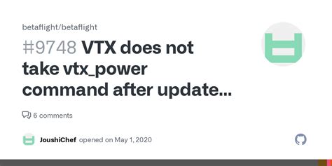 Vtx Does Not Take Vtxpower Command After Update To Bf 42 · Issue