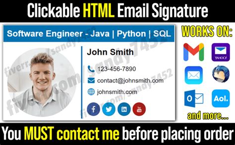 Design Clickable Html Email Signature Mobile Responsive By Sandy Fiverr