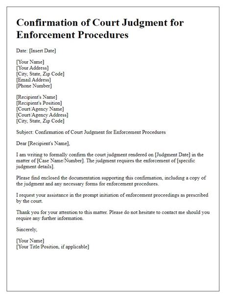 Letter Template For Confirmation Of Court Judgement Free Samples In Pdf Letterin