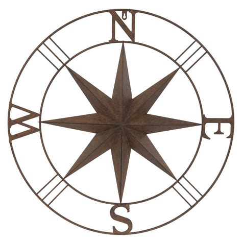 Wall Compass Plaque Rust