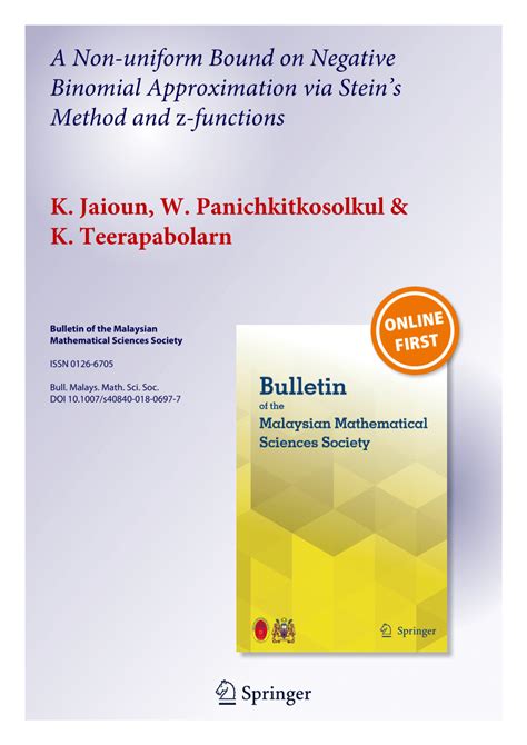 Pdf A Non Uniform Bound On Negative Binomial Approximation Via Steins Method And Z Functions