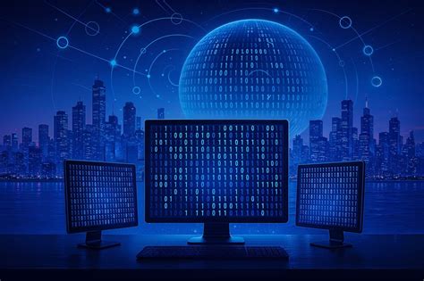 Download Monitor Binary Binary System Royalty Free Stock