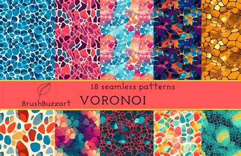 Voronoi Seamless Pattern Digital Art Tessellation Etsy