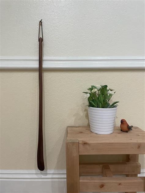 Handmade 32 Walnut Wood Shoe Horn Long Handle Personalized T Etsy