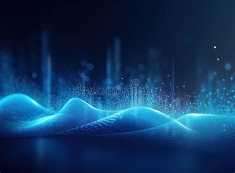 Blue Lights Wave Background Illustration Ai Generative Stock