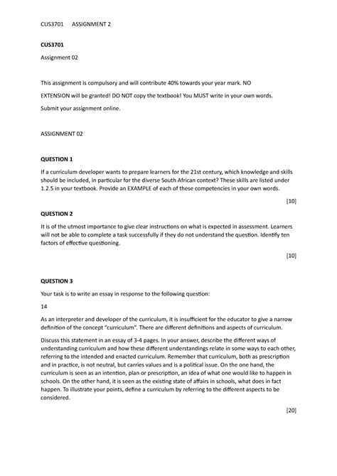Cus3701 Assignment 02 2023 Cus3701 Assignment 2 Cus Assignment 02