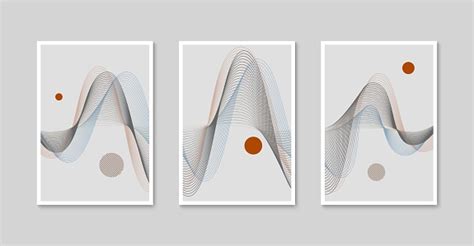추상적인 선 물결 포스터 세트입니다 벽지 벽 장식 표지 인쇄 카드를 위한 미니멀리스트 아트 디자인 현대 창조적 인 예술 배경입니다 벡터 벽에 대한 스톡 벡터 아트 및 기타