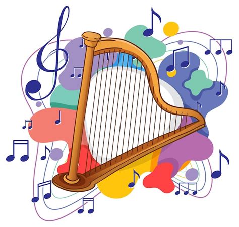 흰색 바탕에 하프 악기 무료 벡터