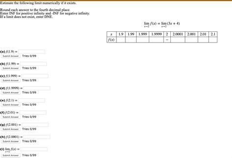 Solved Estimate The Following Limit Numerically If It Chegg