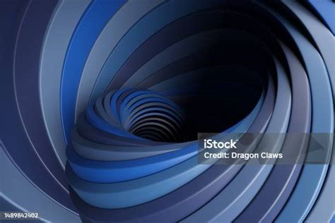 파란색 음영의 다양한 크기의 고리가 추상적인 소용돌이 패턴을 형성하기 위해 꼬여 있습니다 웹 사이트 배경 및 슬라이드 쇼 배경 화면을 위한 디자인 요소로서의 3d 그림 검은