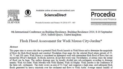 Flash Flood Assessment For Wadi Mousa City Jordan Preventionweb