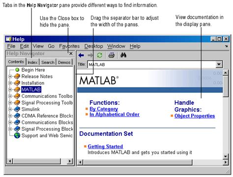 Help Browser Overview Help For Using MATLAB Desktop Tools And