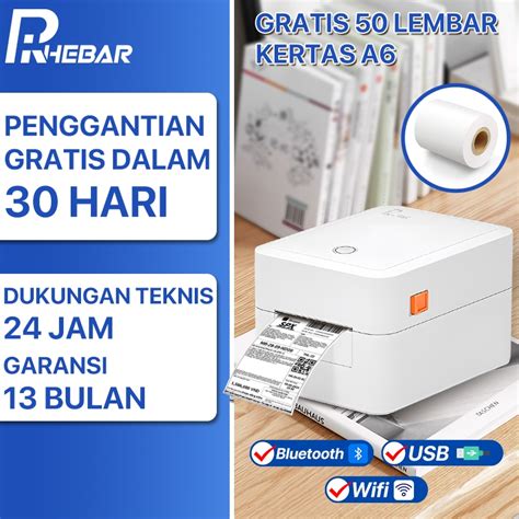 Jual Rhebar 110mm Pencetak Label Termal Bluetooth Pencetak Stiker