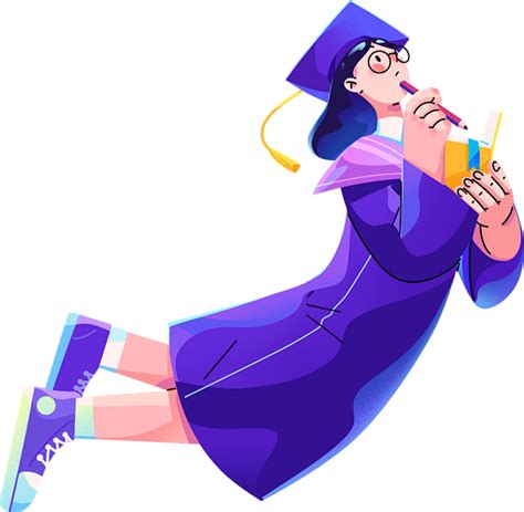 毕业季渐变大场景完整插画 毕业生