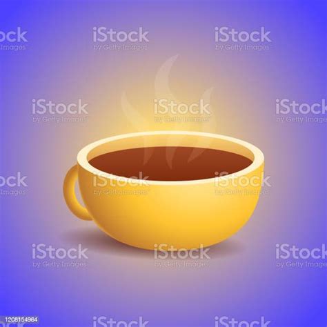 뜨거운 음료의 벡터 컵 커피 머그잔 사실적인 그림 감기 및 독감 치료 뜨거운 차 또는 노란색 컵에 증기와 약 0명에 대한 스톡 벡터 아트 및 기타 이미지 Istock