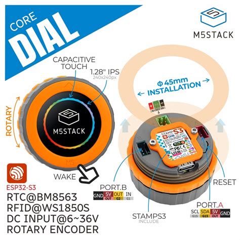 M5stack Official M5dial Esp32 S3 M5stamps3 Development Board 128 Inch
