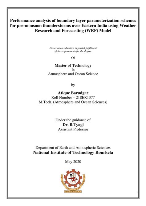 Pdf Performance Analysis Of Boundary Layer Parameterization Schemes