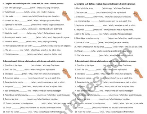 Relative Clauses Esl Worksheet By Knighta1