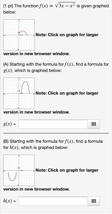 Solved 1 Pt The Function F X V3x R Is Given Graphed Below Note