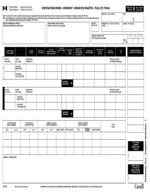 Fillable Online Cbsa Gc INVESTIGATIONS DIVISION WORKSHEET DIVISION DES ENQU TES FEUILLE DE