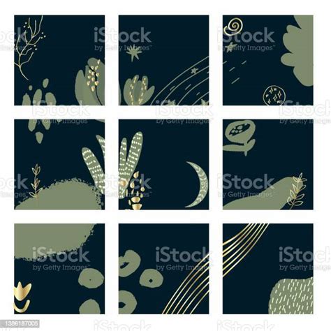 Instagram 스토리 템플릿 소셜 미디어 게시물 스토리 및 사진 추상적인 반점이있는 편집 가능한 배경 컬렉션 어두운 꽃에