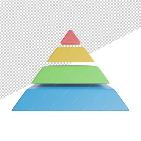 투명 배경에 피라미드 차트 통계 전면 보기 3d 렌더링 그림 프리미엄 Psd 파일