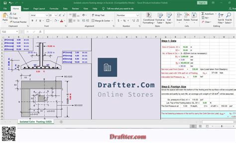 Isolated Footing Design Excel Sheet Based On Aci 318 Draftter