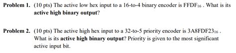 Solved Problem Pts The Active Low Hex Input To A Chegg Com