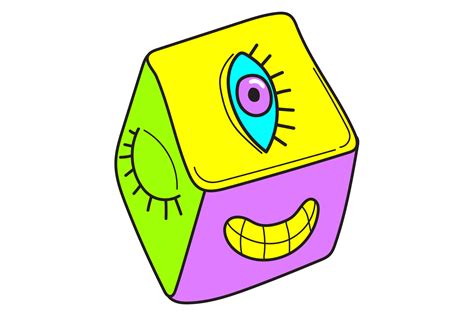 Psychedelic Cube Sticker Surreal Emoji Graphic By Smartstartstocker · Creative Fabrica