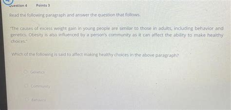 [answered] question 4 points 3 read the following paragraph and answer