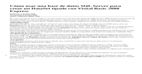 cómo usar una base de datos sql server para crear un dataset tipado con