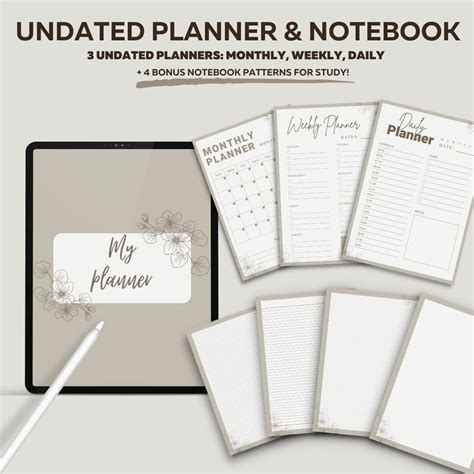 Undated Digital Planner For Goodnotes Printed Nude Color Monthly Planner Weekly Planner