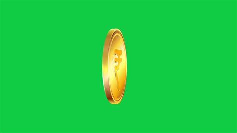 Realistic 3d Rupee Golden Coin Flip Animation On Green Screen