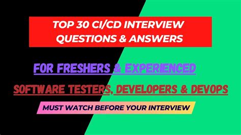 Top 30 Cicd Interview Questions And Answers For Sdet Devops Developers Youtube