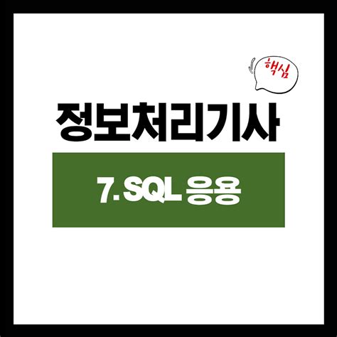 정보처리기사 실기 7 Sql 응용 정보처리기사 실기 7 Sql 응용