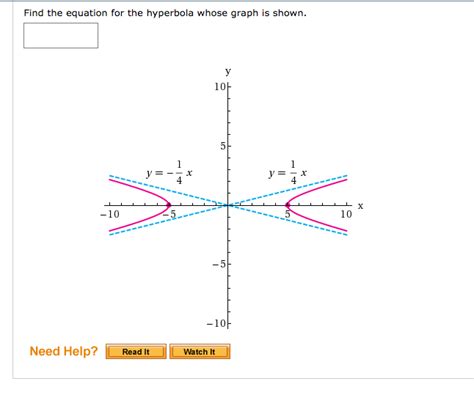 solved find the equation for the hyperbola whose graph is
