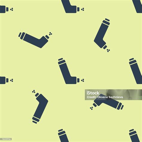 파란색 흡입기 아이콘흰색 배경에 원활한 패턴을 격리 기침 완화 흡입 알레르기 환자를위한 호흡기 의료 알레르기 천식 흡입기 스프레이 벡터 일러스트레이션 건강관리와 의술에 대한