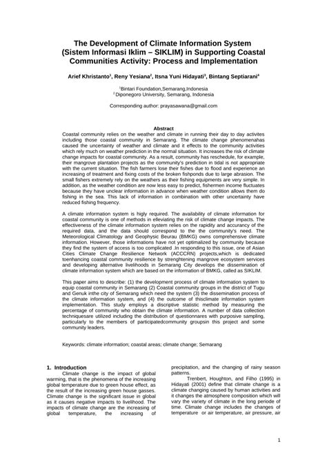 Pdf The Development Of Climate Information System Sistem Informasi