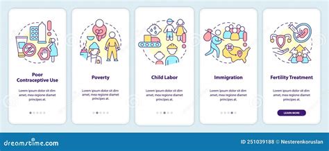 Causes Of Overpopulation Onboarding Mobile App Screen Stock Vector Illustration Of Website