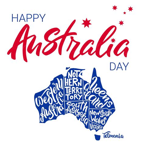 해피 오스트레일리아 데이 레터링 사우스 오스트레일리아 빅토리아 등의 손으로 쓴 이름이 있는 호주 지도의 실루엣 벡터 일러스트 레이 션 프리미엄 벡터