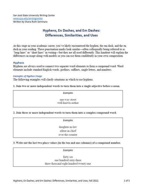 Hyphens Dashes Pdf