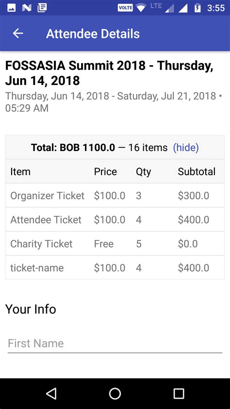 Ticket Details In The Open Event Android App